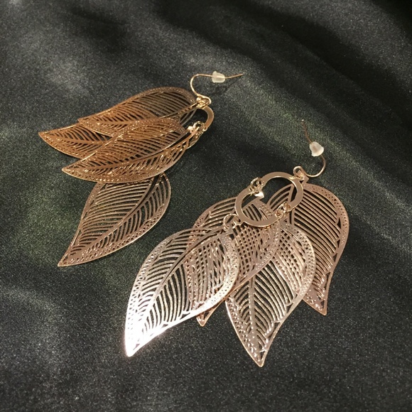 Unknown | Jewelry | Rose Gold Color Leaf Earrings | Poshmark